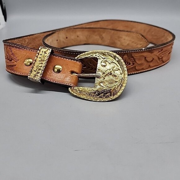 Unbranded | Accessories | Vintage Tooled Leather Belt Alpaca Mexico ...